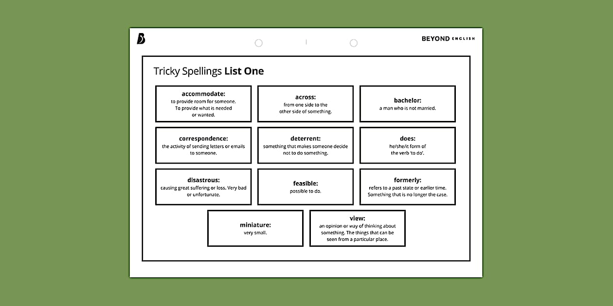 Editable Tricky Spellings Word Mat List 1 - Twinkl