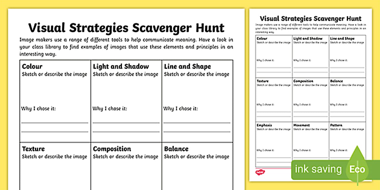 Visual Strategies Scavenger Hunt (teacher made) - Twinkl