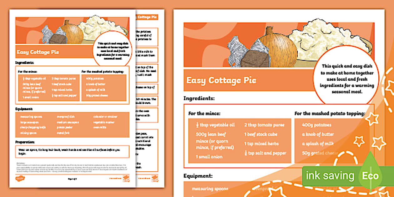 Easy Cottage Pie Recipe (teacher made) - Twinkl