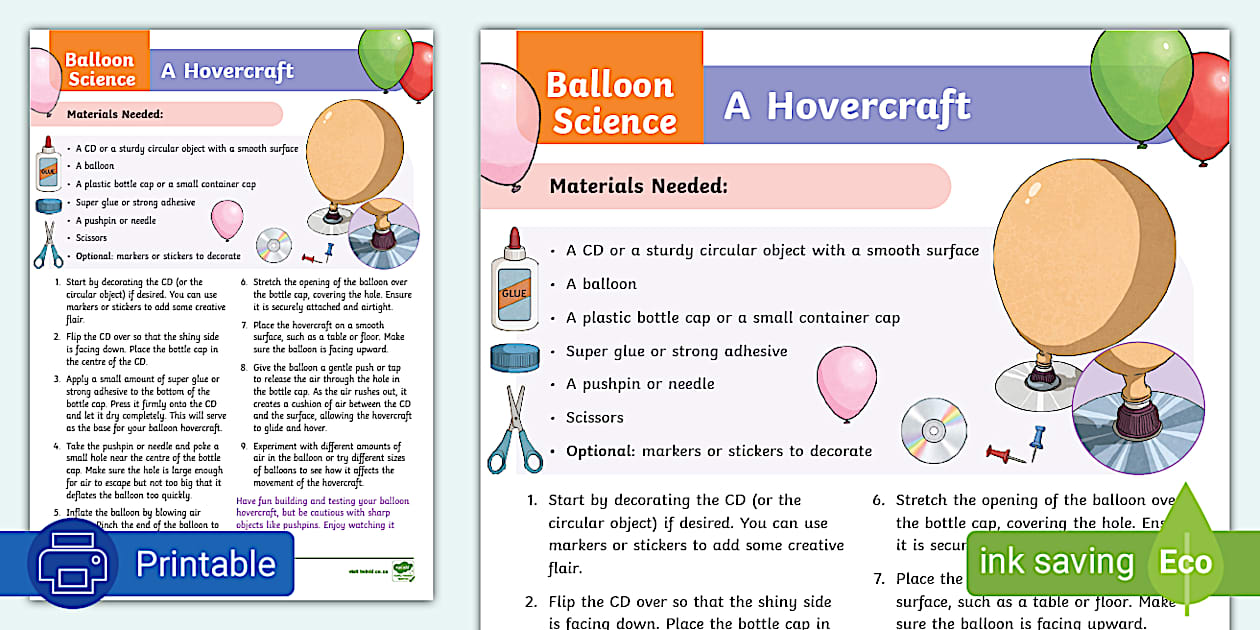 Balloon Science – A Hovercraft (teacher made) - Twinkl
