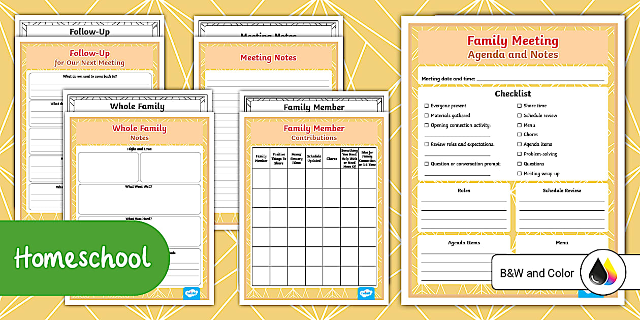 Family Meeting Notes and Agenda Templates (teacher made)