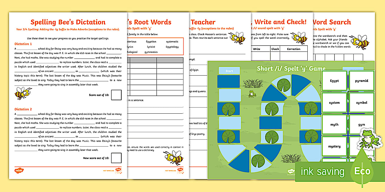 Words with Short /i/ Sound Spelt 'y' Ages 7 to 9