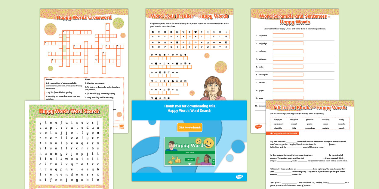 Interesting Words Pack: Happy Words (teacher made) - Twinkl