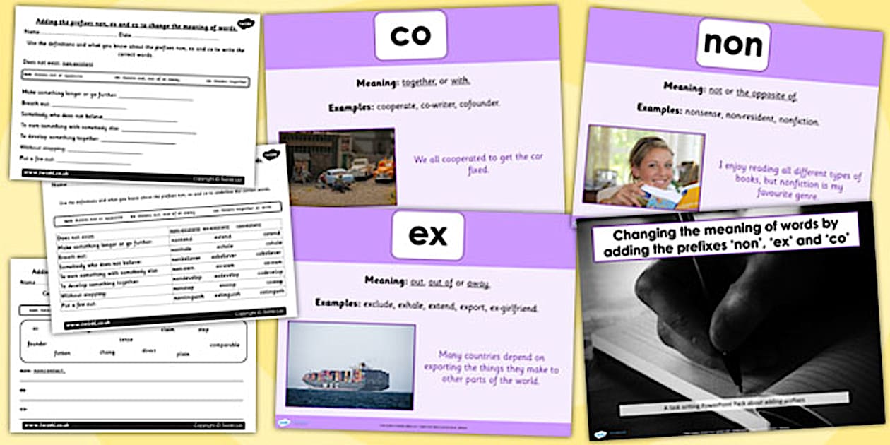 Adding Prefixes 'non-' 'ex-' and 'co-' SPaG Lesson Pack
