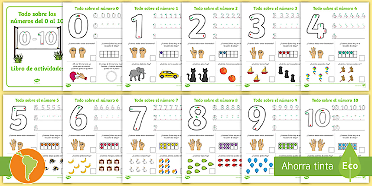 Libro de actividades: números del 0 al 10- Guía de trabajo