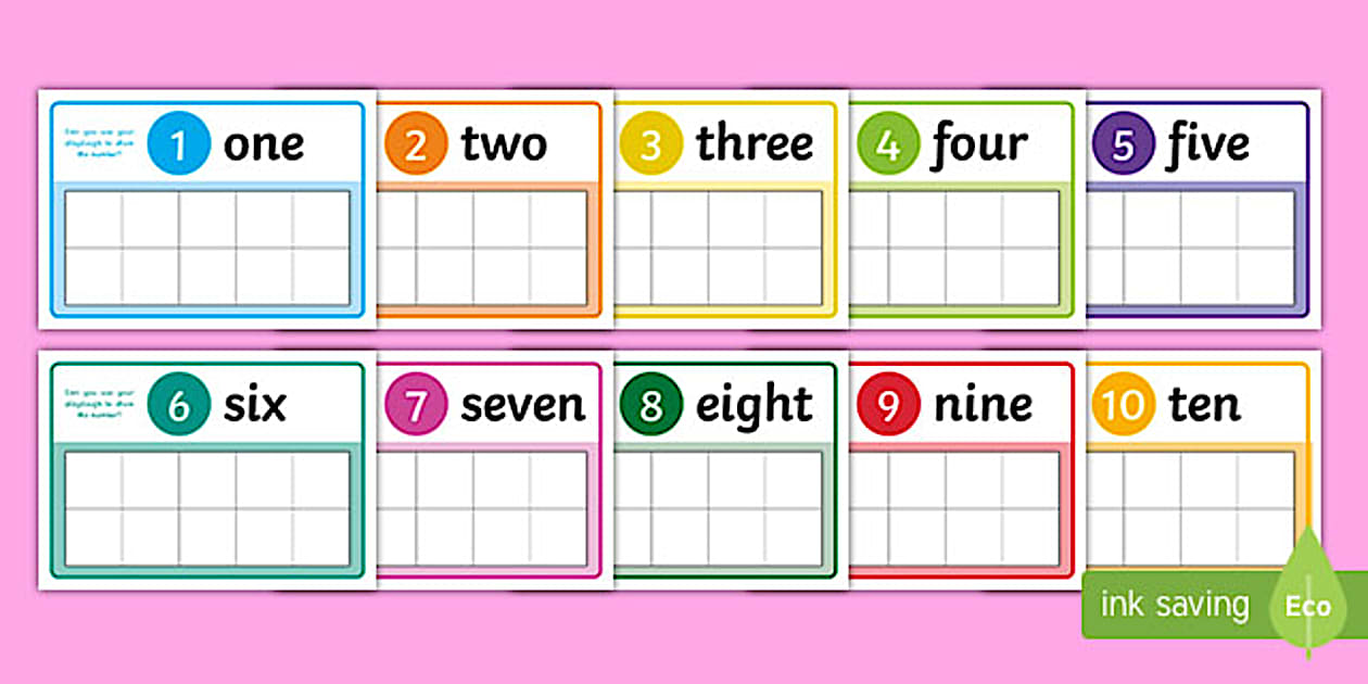 1 to 10 Ten-Frame Modelling Dough Mat - 1 to 10 - Twinkl