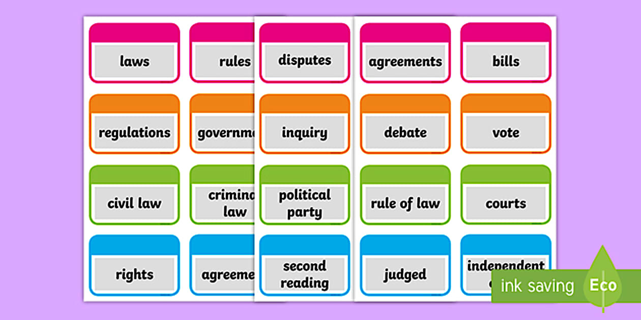 Making Laws Vocabulary Word Wall