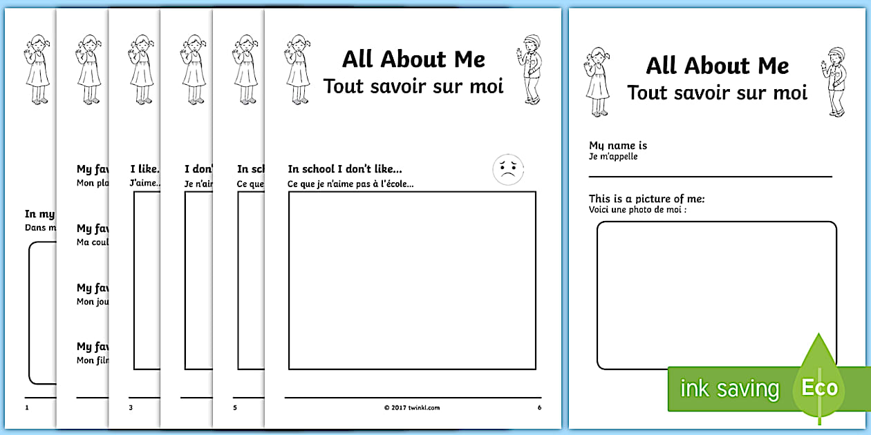 Editable All About Me Booklet English/French - Twinkl