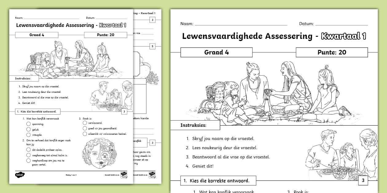 Graad 4 Lewensvaardighede Assessering Termyn 1 - Twinkl