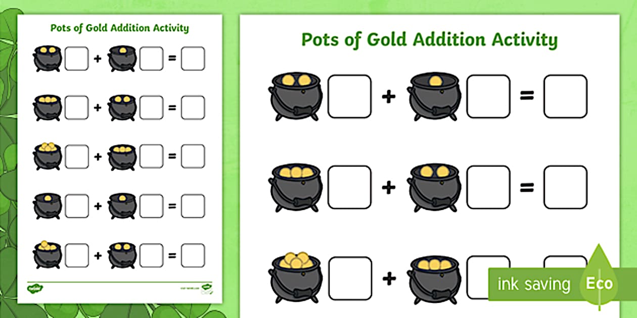 👉 Pots of Gold Addition to 10 Activity (teacher made)