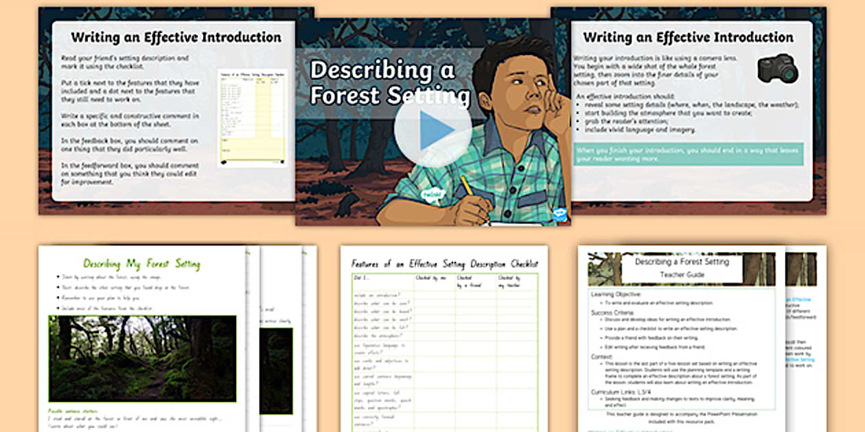 New Zealand Literacy Years 7-8: Describing a Forest Setting Lesson Pack