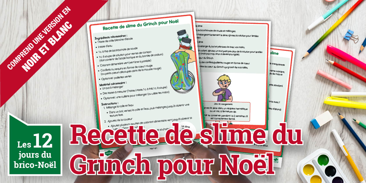 Christmas Grinch Slime Recipe in French