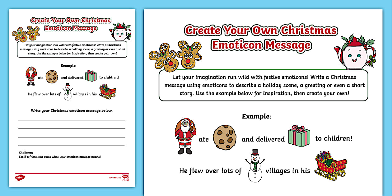Christmas Emoticon Message Activity (Teacher-Made) - Twinkl