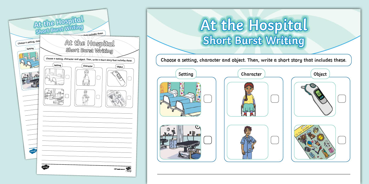 * NEW * At the Hospital Short Burst Writing Template