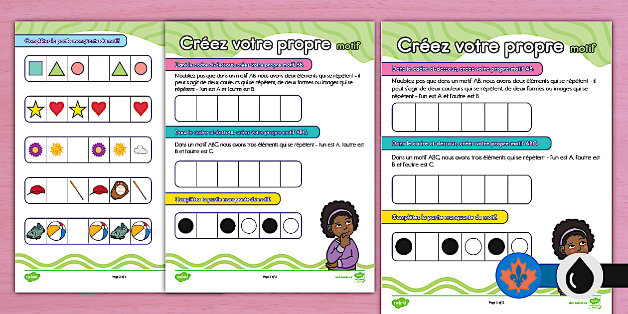 Grade 1 Algebra Worksheet 2 French (teacher made) - Twinkl