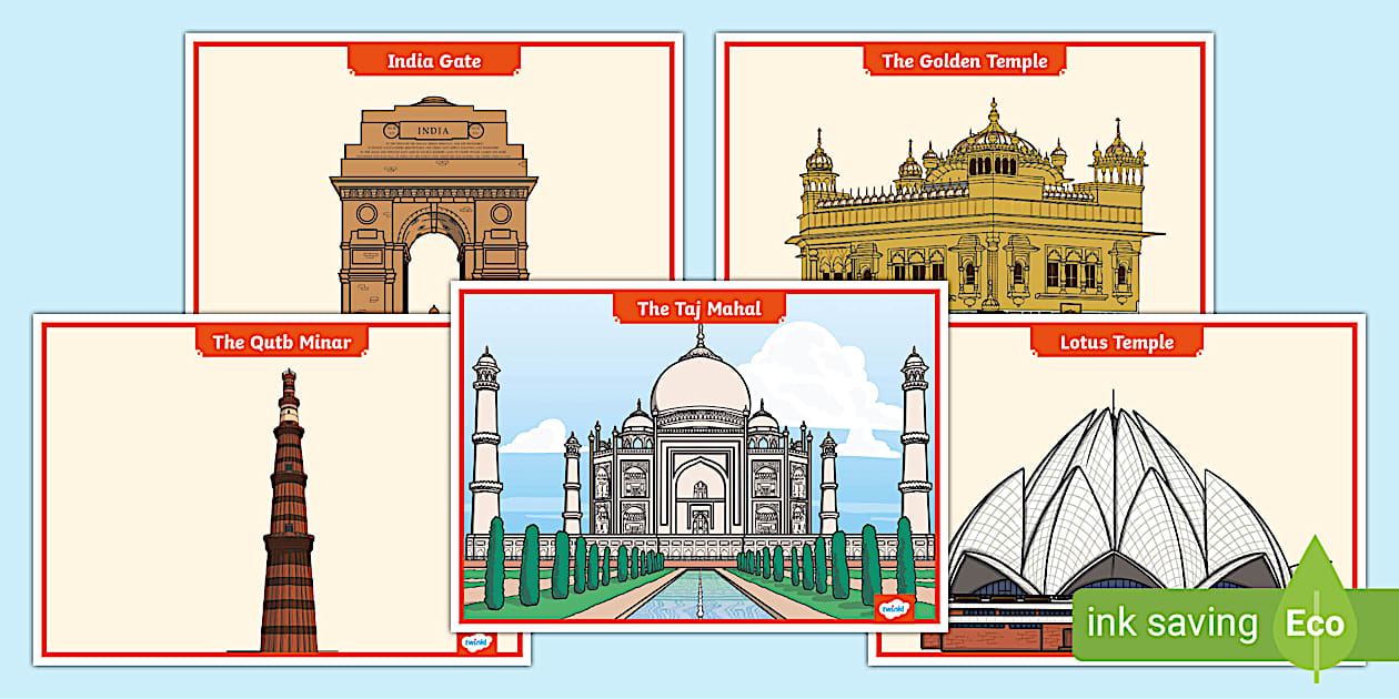 India's Famous Monuments Display Posters - - Twinkl