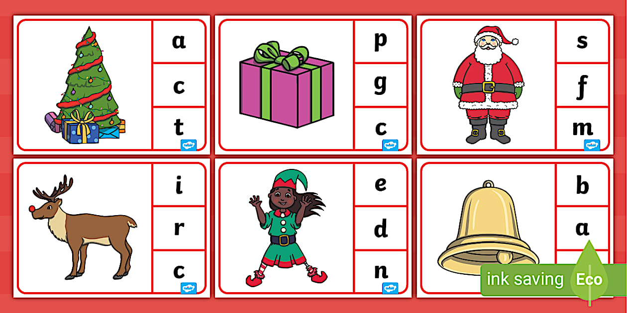 Christmas Initial Sounds Matching Peg Activity - Twinkl