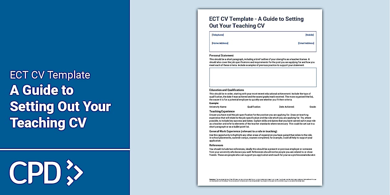 ECT CV Template - A guide to setting out your teaching CV