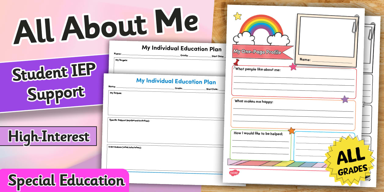 Student IEP Profile: All About Me Template for Special Ed