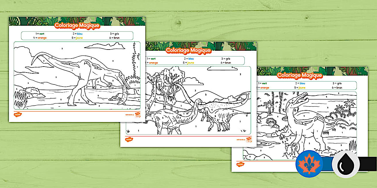Dinosaur Colour by Number Activities French (Teacher-Made)