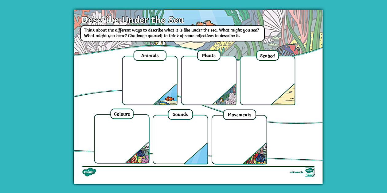 Under the Sea Adjectives Worksheet (Lehrer gemacht) - Twinkl