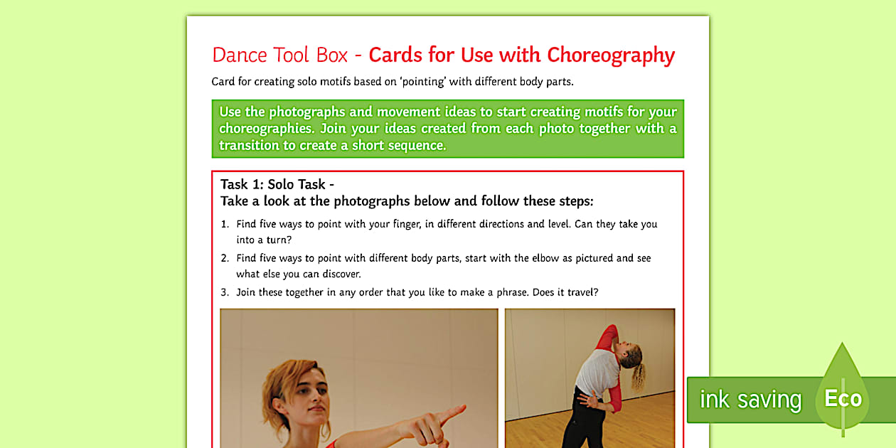 Choreographing with Gestures Worksheet / Worksheet - Twinkl