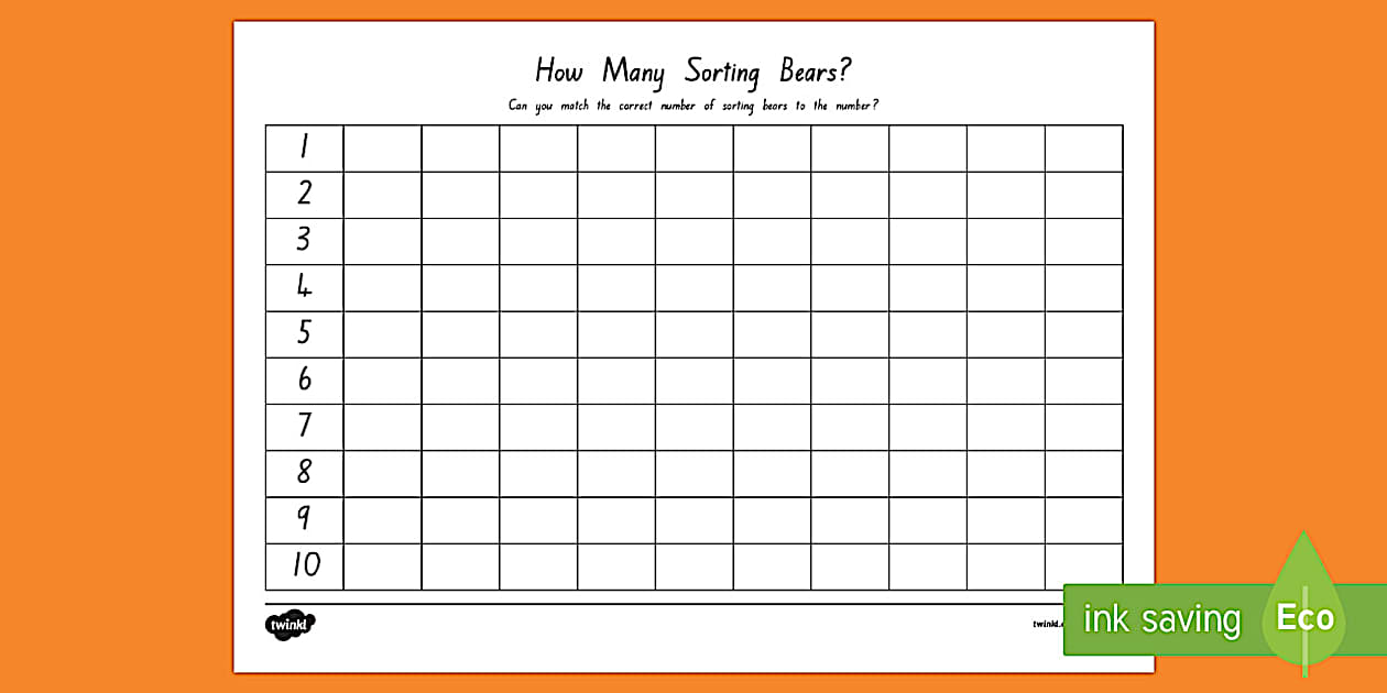 Sorting Bears Number Worksheet / Worksheet (teacher made)