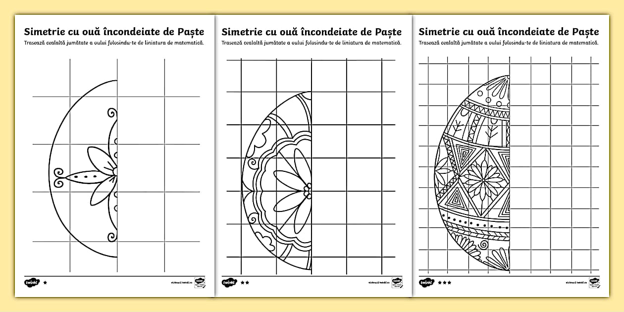 Simetrie cu ouă încondeiate de Paște – Fișe diferențiată