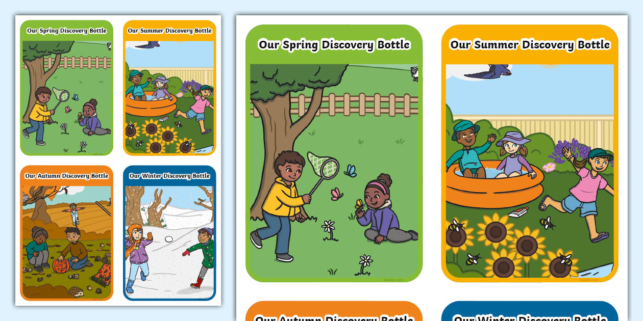 Seasons Discovery Bottle Labels (teacher made) - Twinkl