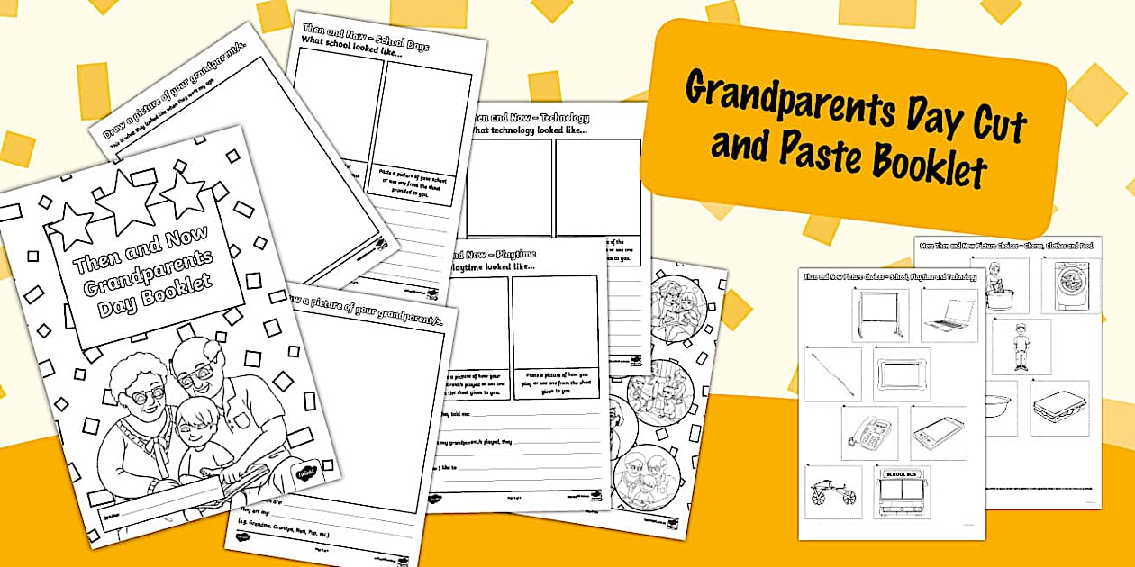 Then and Now: Grandparents Day Cut and Paste Booklet