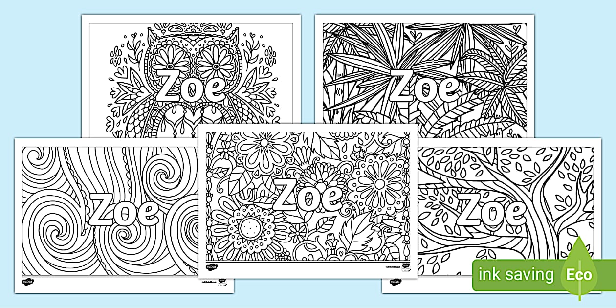 Zoe Mindfulness Name Colouring Activity (teacher made)