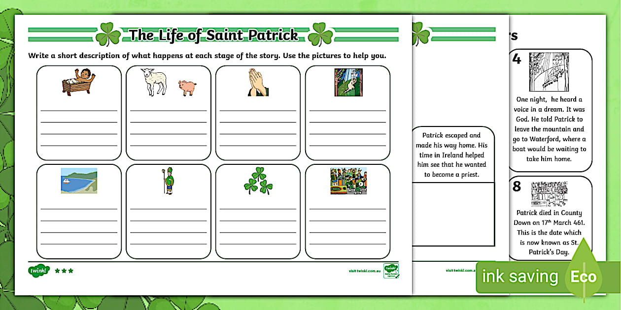 The Story of Saint Patrick Sequencing Activity - Twinkl