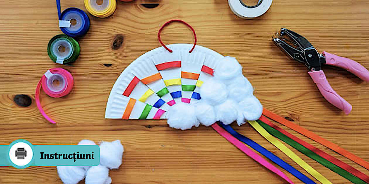 Curcubeu din panglici colorate – Activitate practică