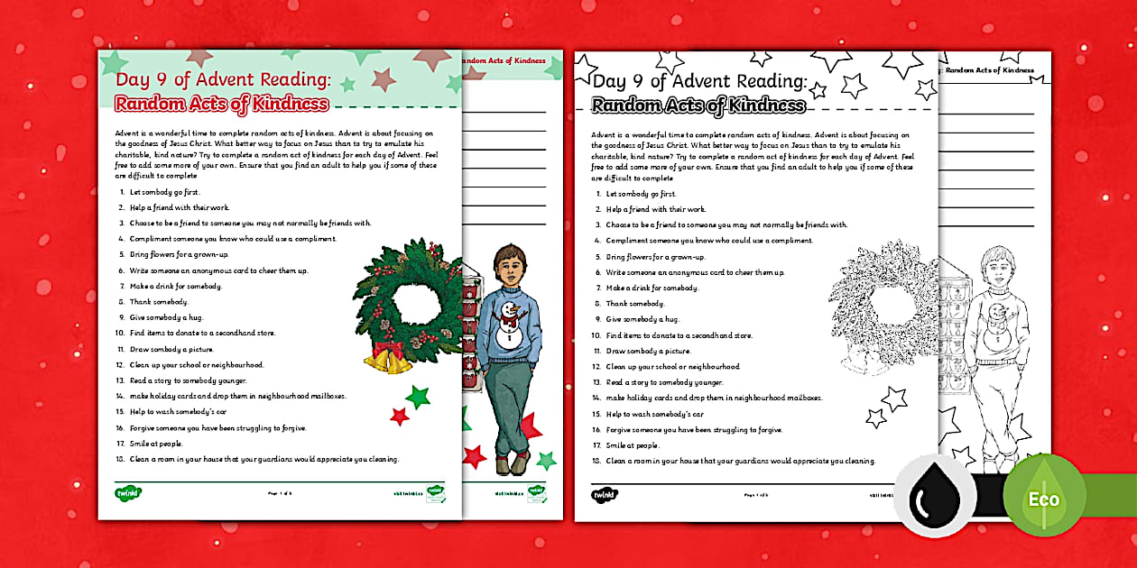 Day 9 of Advent Reading: Random Acts of Kindness - Twinkl