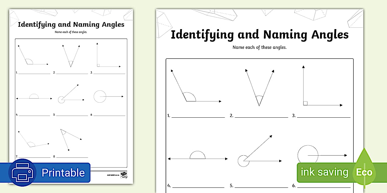 Identifying and Naming Angles Activity Sheet (teacher made)