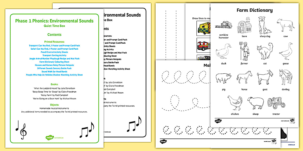 EYFS Phase 1: Environmental Sounds Quiet Time Box - Twinkl