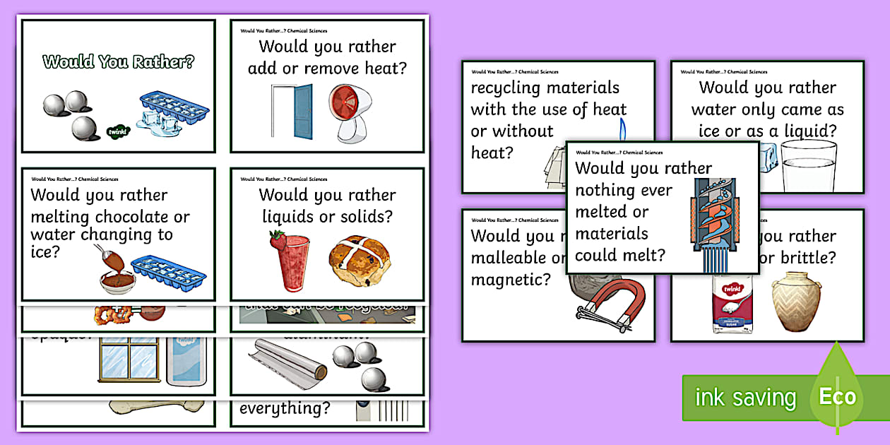 Would You Rather...? Chemical Sciences Years 3-4 Question Cards