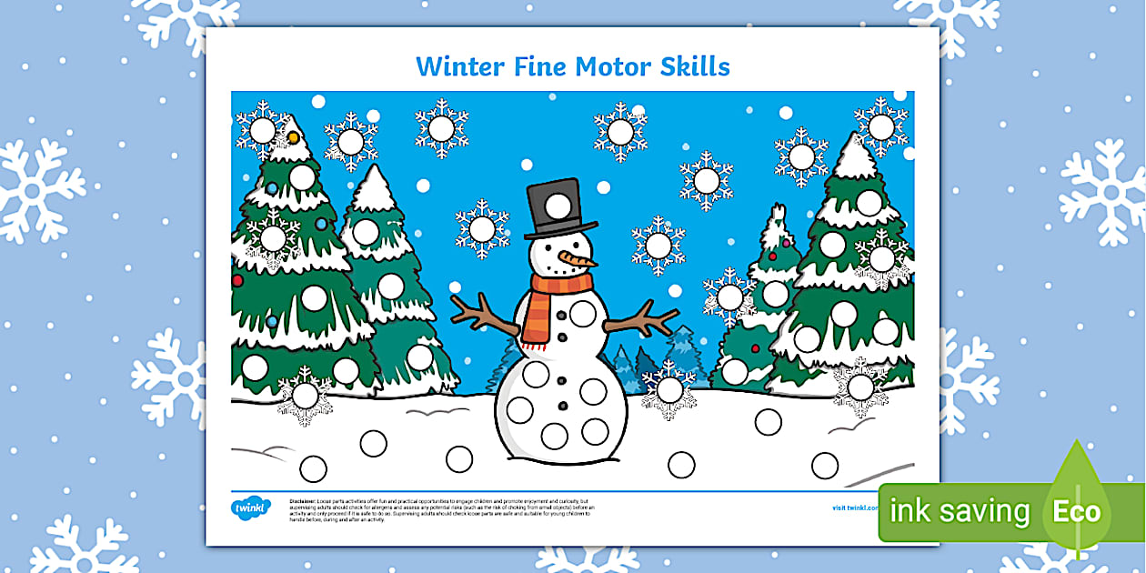 Winter Fine Motor Skills Activity | Button Placing | Kindergarten