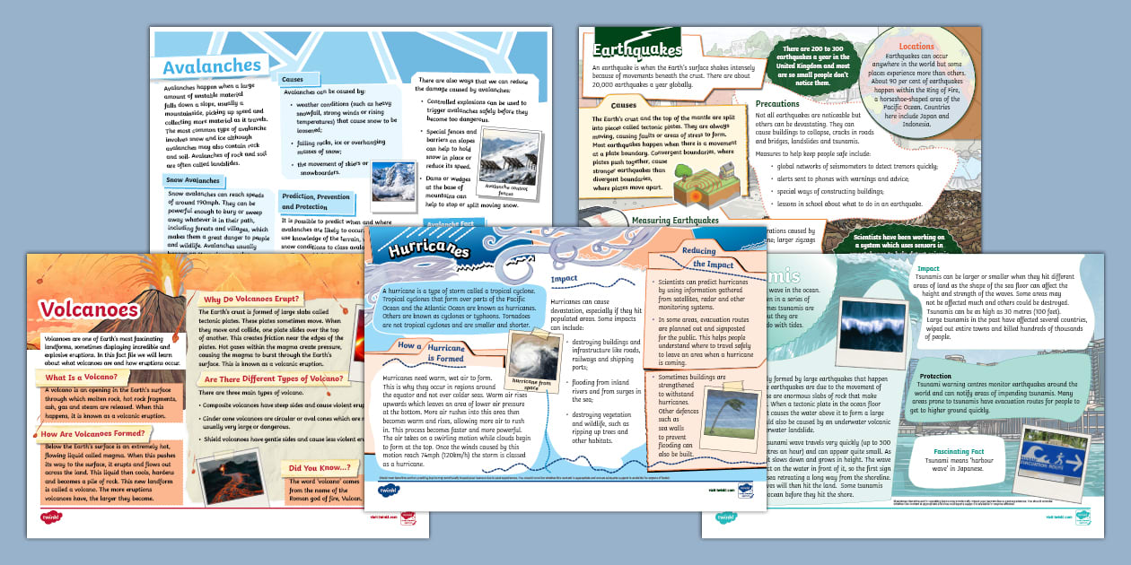 Natural Disasters Facts | Fact File Pack | Twinkl | KS2