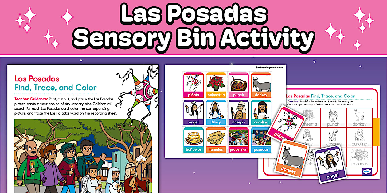 Las Posadas Find, Trace, and Color Sensory Bin Hunt Activity
