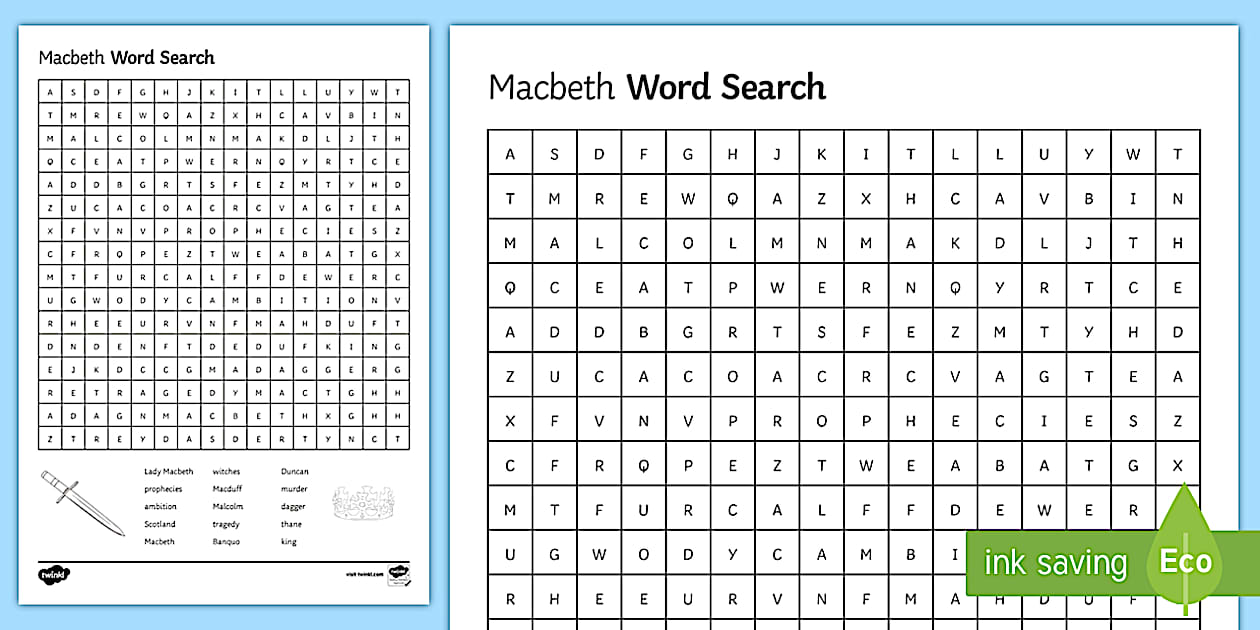 Macbeth Word Search | Beyond (l'enseignant a fait) - Twinkl