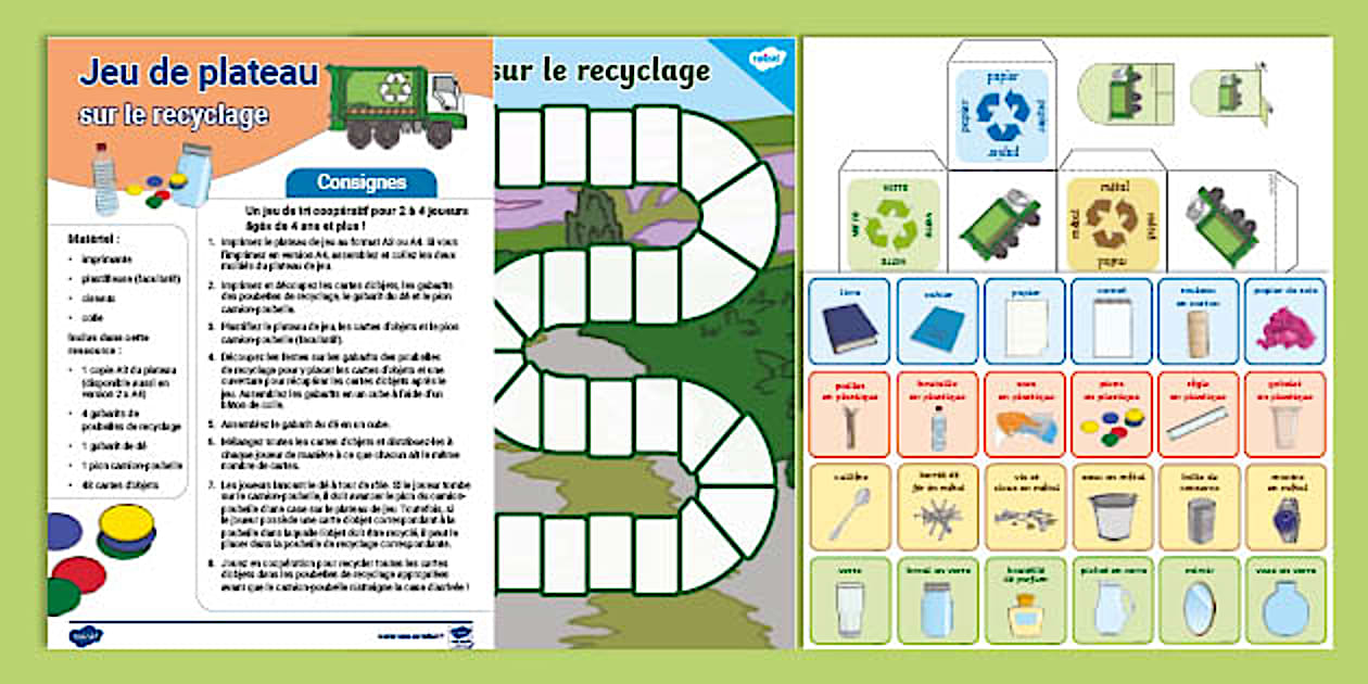Jeu de plateau sur le recyclage (l'enseignant a fait)