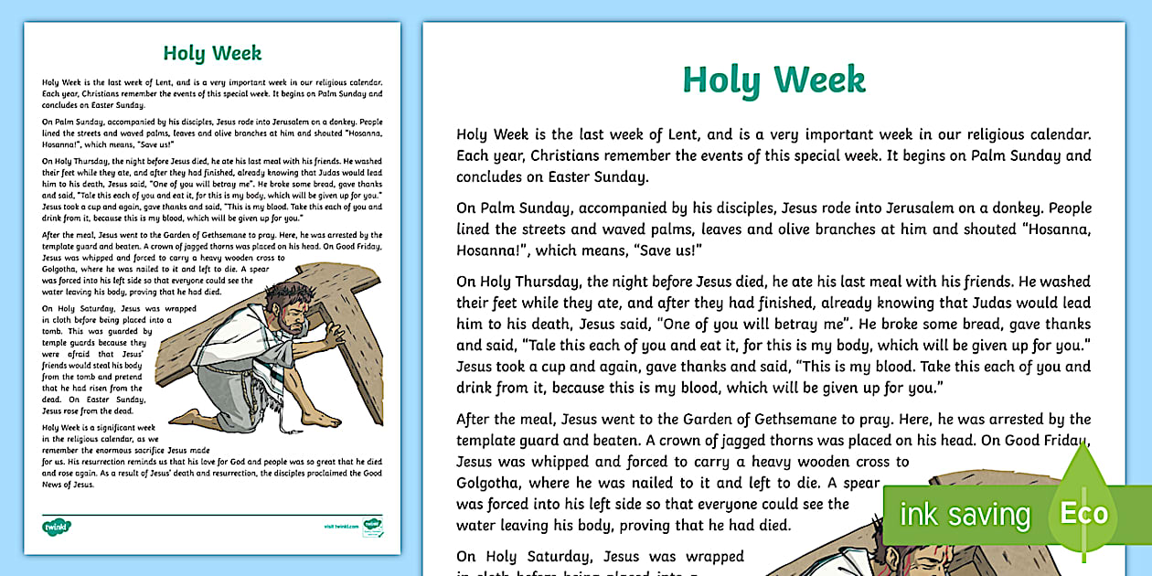 Holy Week Recount Writing Sample (teacher made) - Twinkl