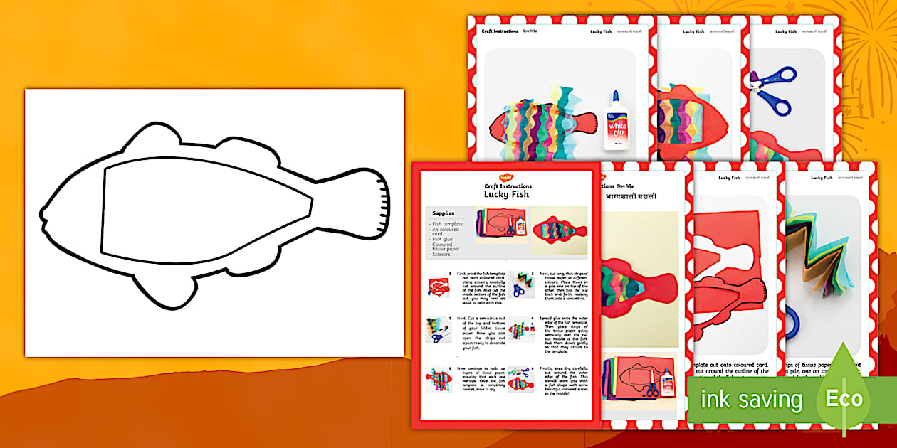 Lucky Fish Craft Instructions English/Hindi (teacher made)