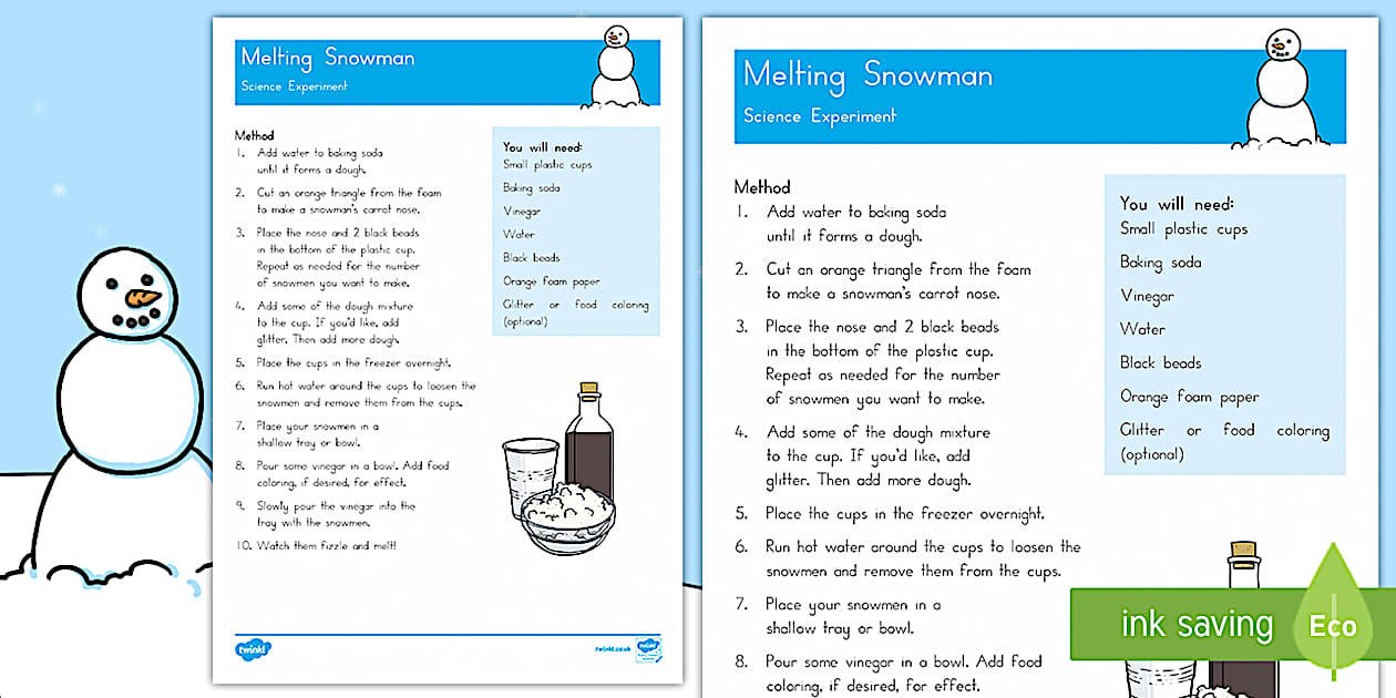 Melting Snowmen Worksheet - Twinkl