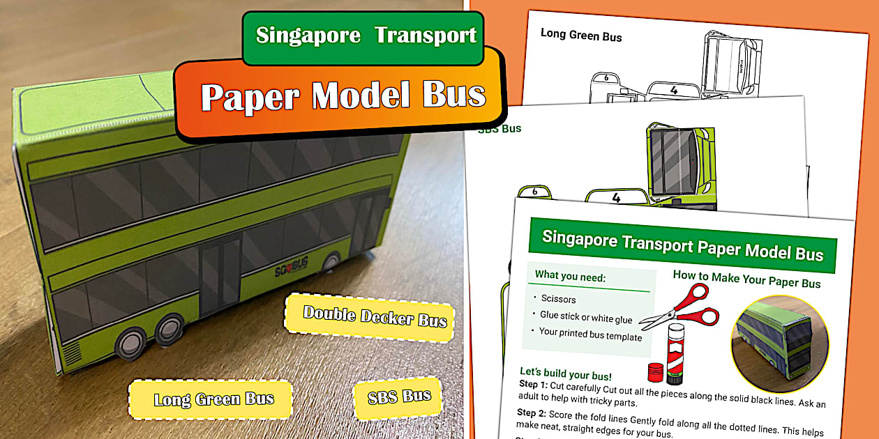 *Singapore Bus Paper Model Craft | Transport Activity