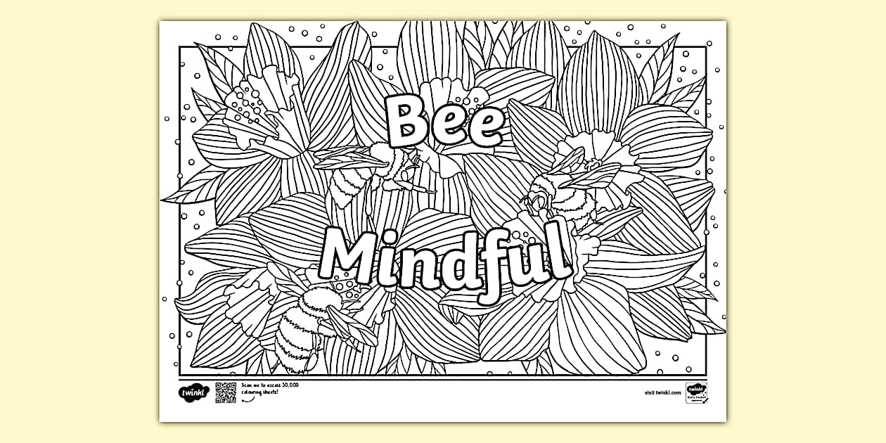 Bee Mindful Mindfulness Colouring Sheet - Twinkl