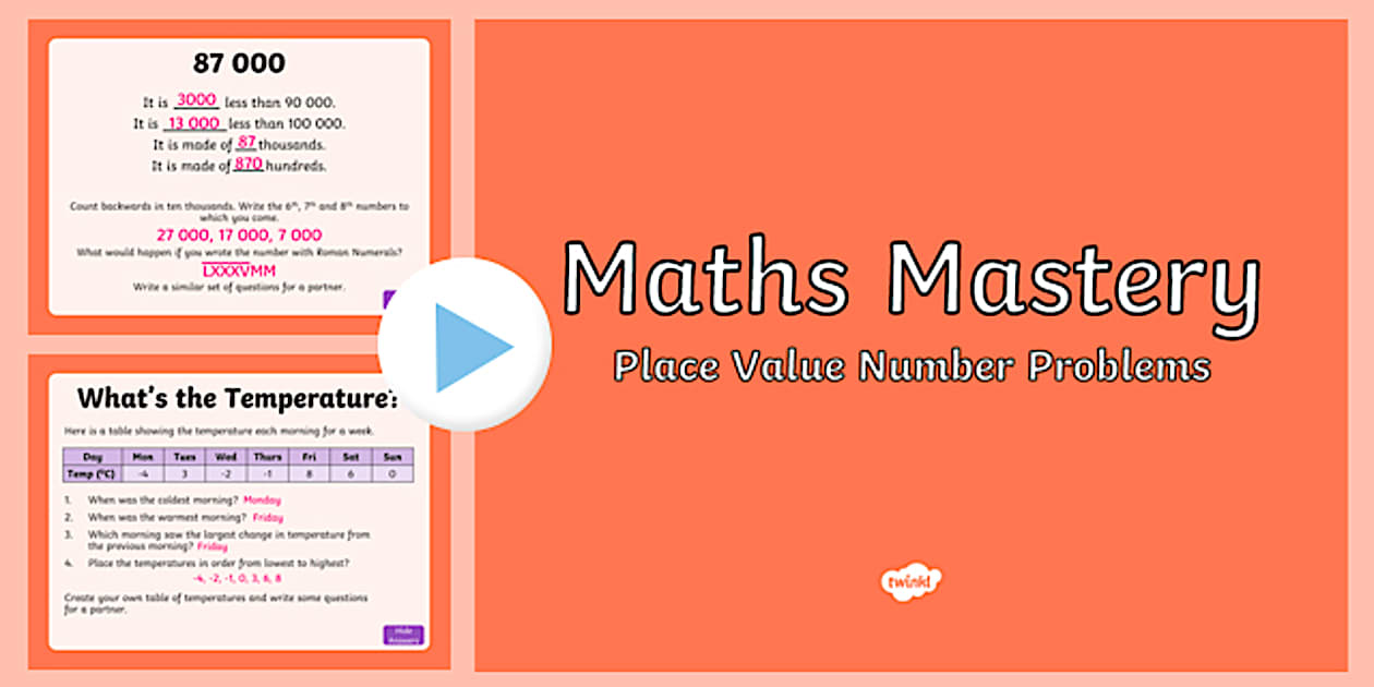 Year 5 Place Value Number Problems Maths Mastery Activities PowerPoint