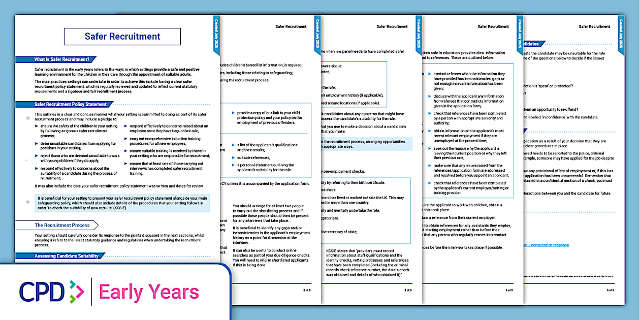 Safer Recruitment | Handout (teacher made) - Twinkl