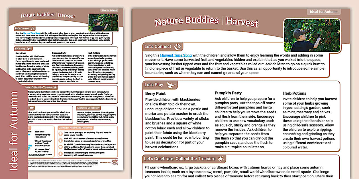 Nature Buddies Outdoor Learning: Harvest | Twinkl - Twinkl